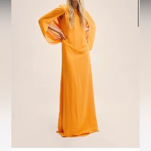 Mango | Dresses | Orange Evening Gown With Cape | Poshmark